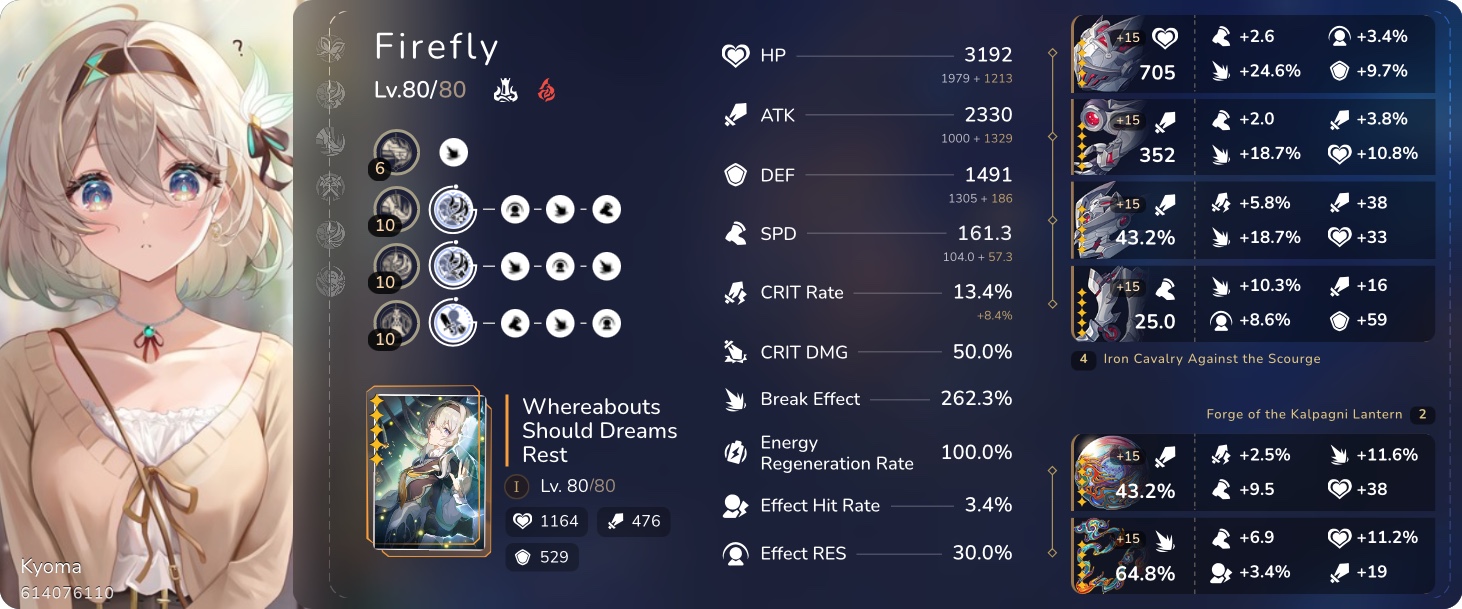 Such an amazing firefly build (200 hours used well) Honkai: Star Rail ...