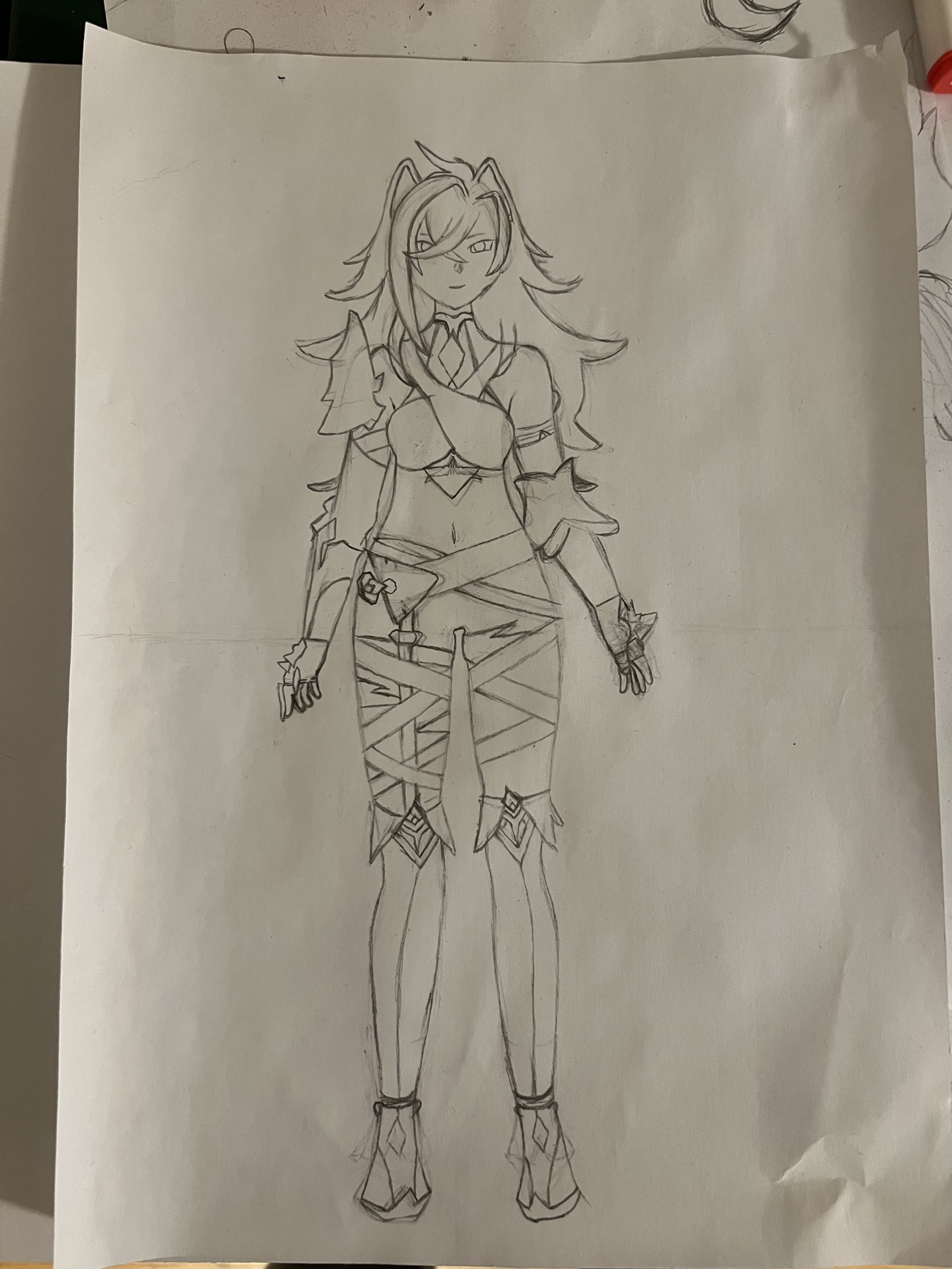 I tried drawing Dehya, but sadly I am not good with colers Genshin ...