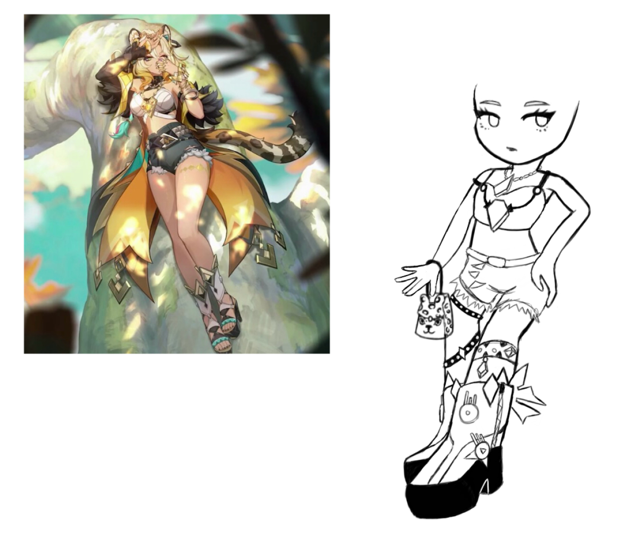 My Xilonen drawing but I tried to give her another outfit Genshin ...