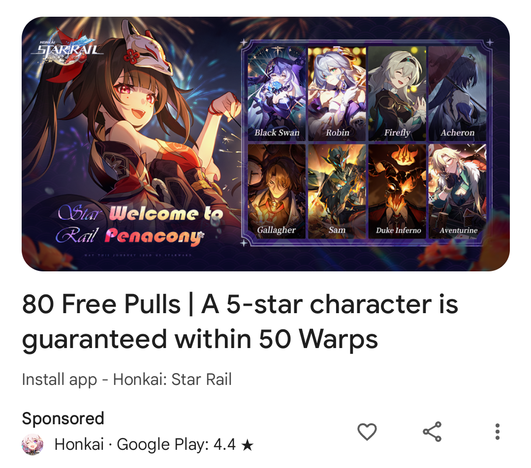 Guys look 80 free pulls with Guaranteed 5 star characters at 50/50 ...