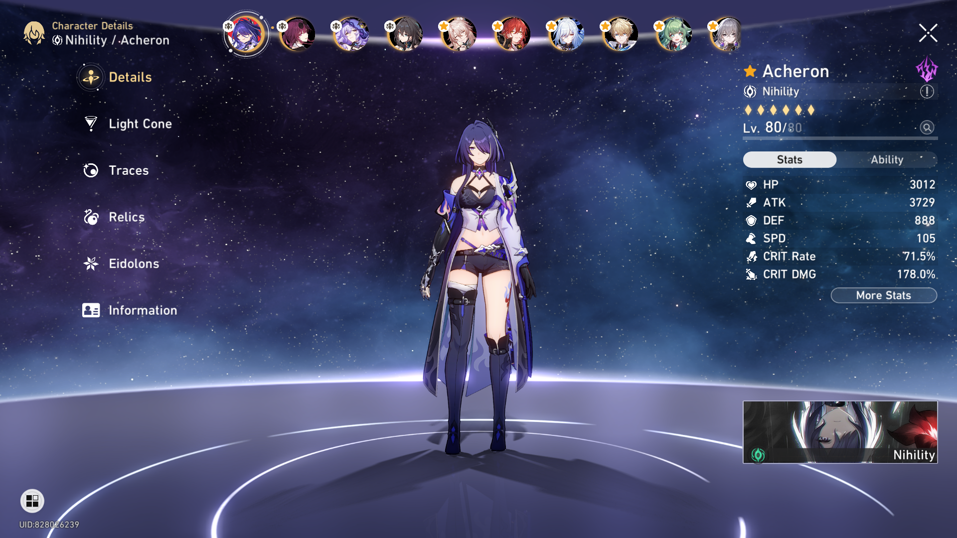 ACHERON CRIT RATE / DAMAGE RATIO. Honkai: Star Rail | HoYoLAB