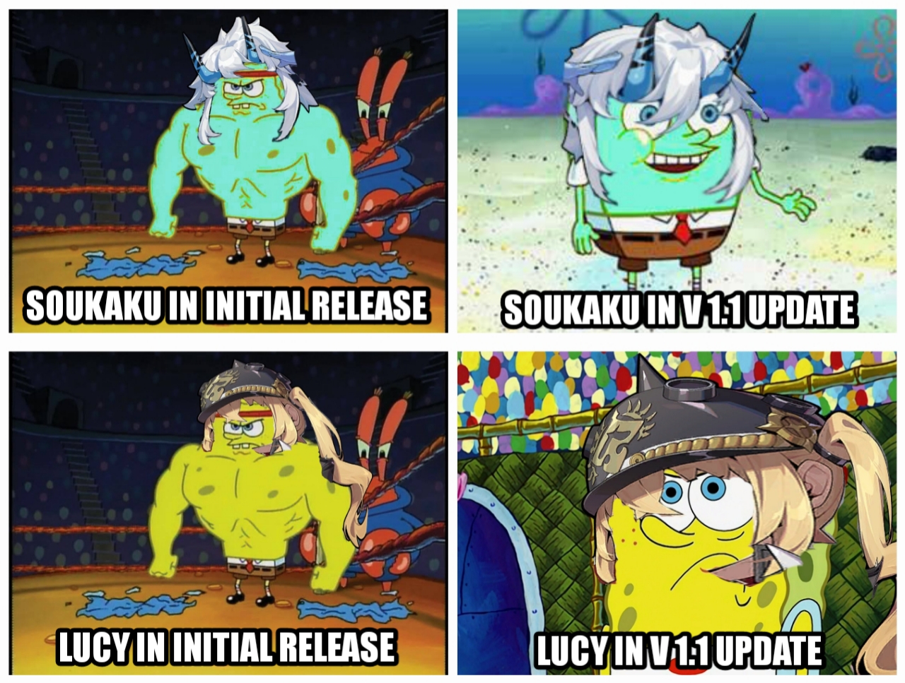 Difference old voice and new voice for Soukaku and Lucy portrayed by ...