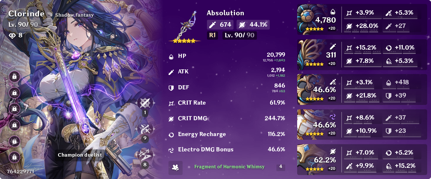 Showing off my Clorinde build Genshin Impact | HoYoLAB