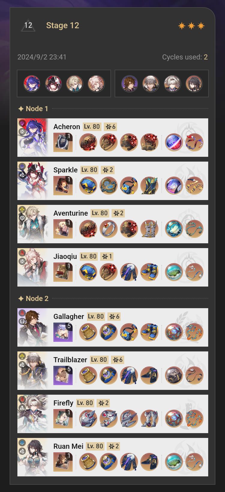 Ahh yeah here's my run? Honkai: Star Rail | HoYoLAB