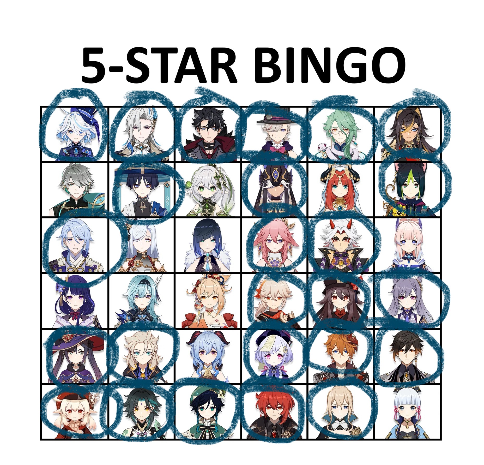 Genshin 5-Star Bingo Genshin Impact | HoYoLAB