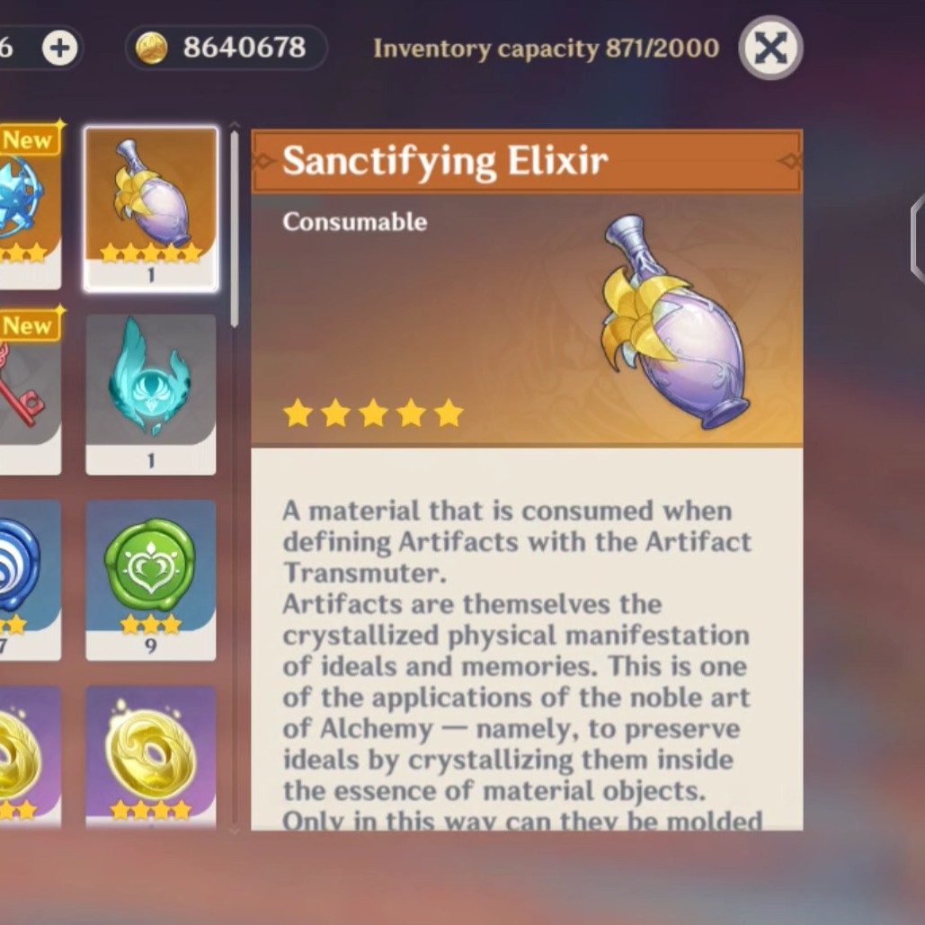 Sanctifying Elixir and Artifact Transmuter Genshin Impact | HoYoLAB