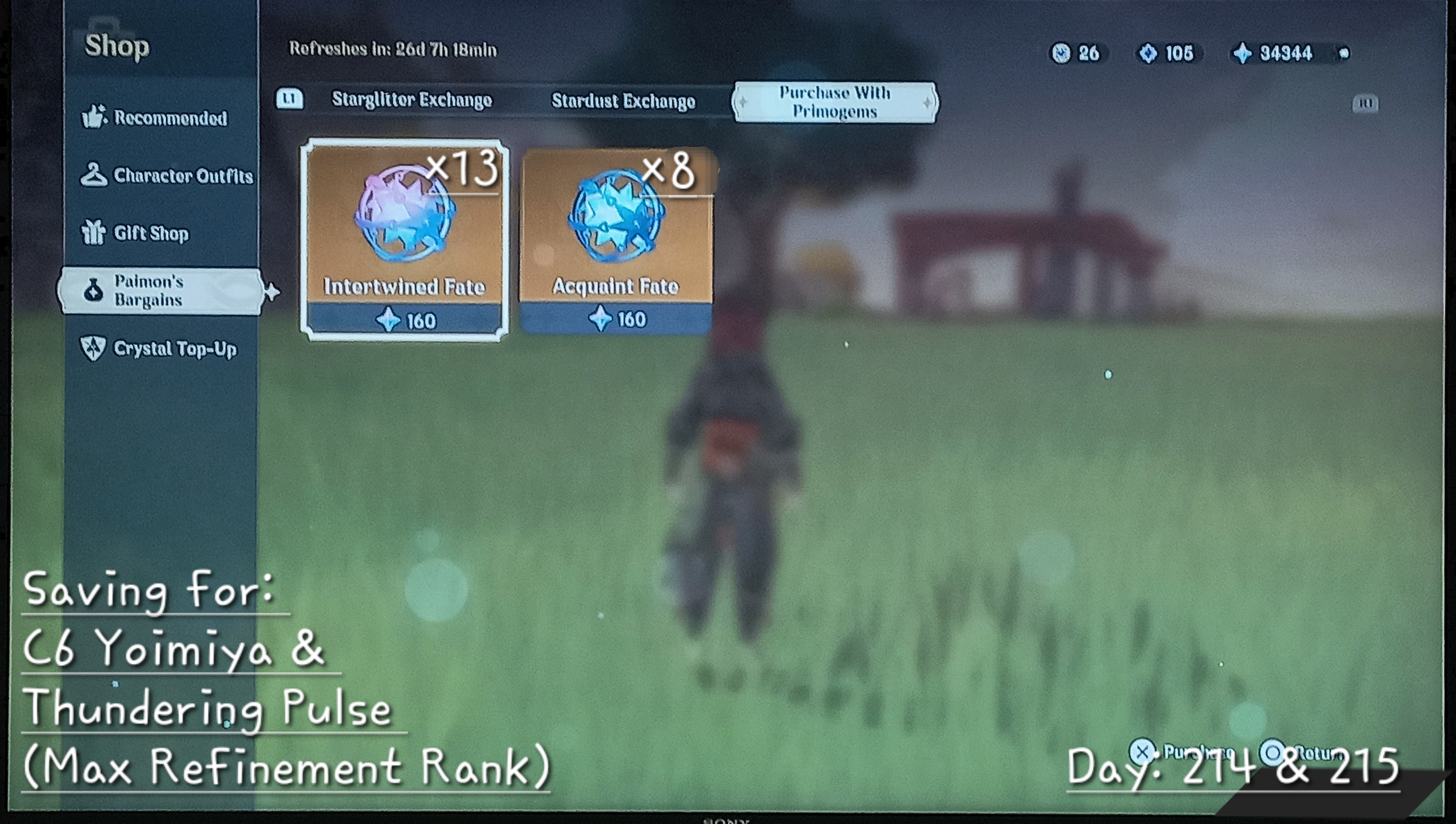 Saving for C6 Yoimiya & Thundering Pulse (Max Refinement Rank) Day: 214 ...