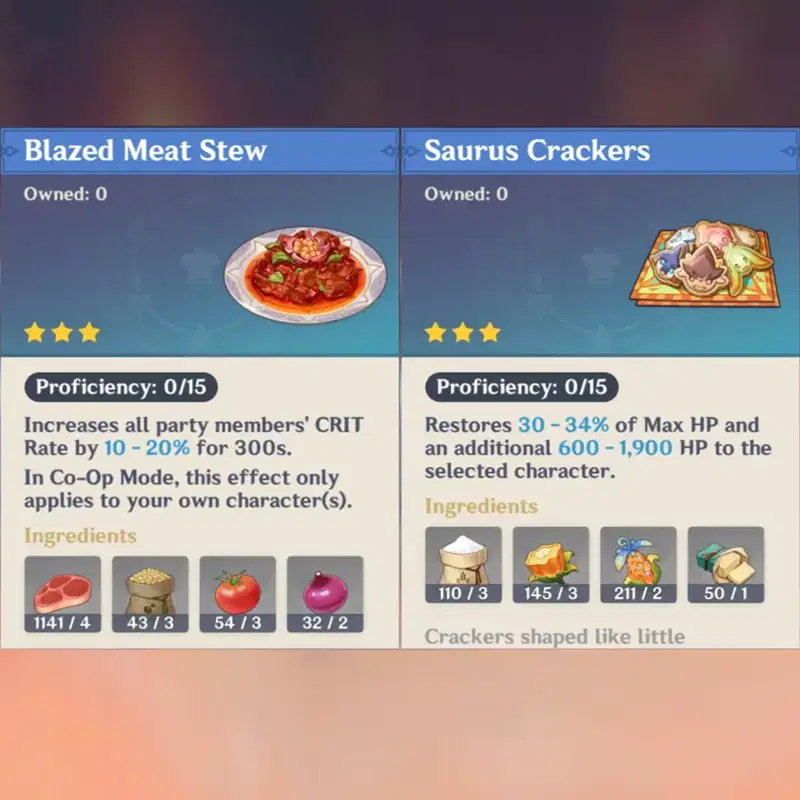 [Version 5.0] Recipes for Blazed Meat Stew and for Saurus Crackers (in ...