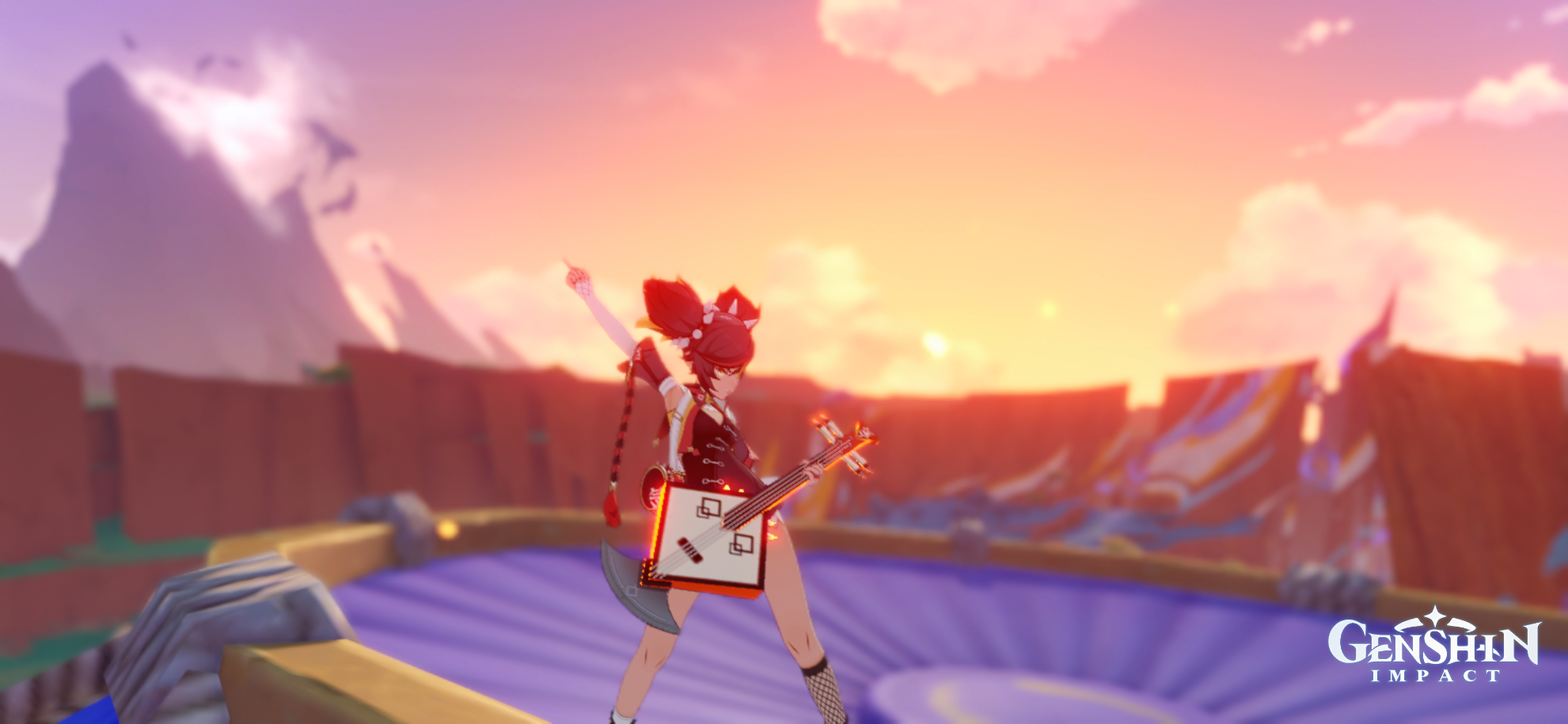 climbed the hot air balloon above the natlan stadium Genshin Impact ...