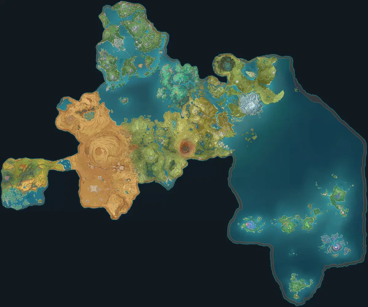 [5.0] Teyvat Subregion Borders and Clean Teyvat Map Genshin Impact ...