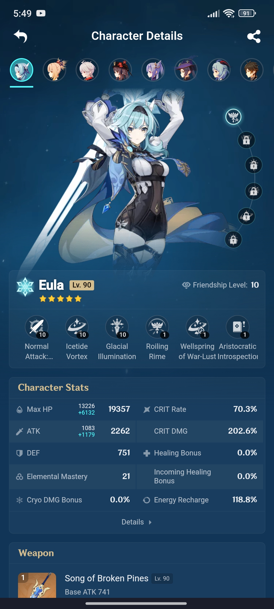 Finally after years of farming I got Eula to 70/200 Genshin Impact ...