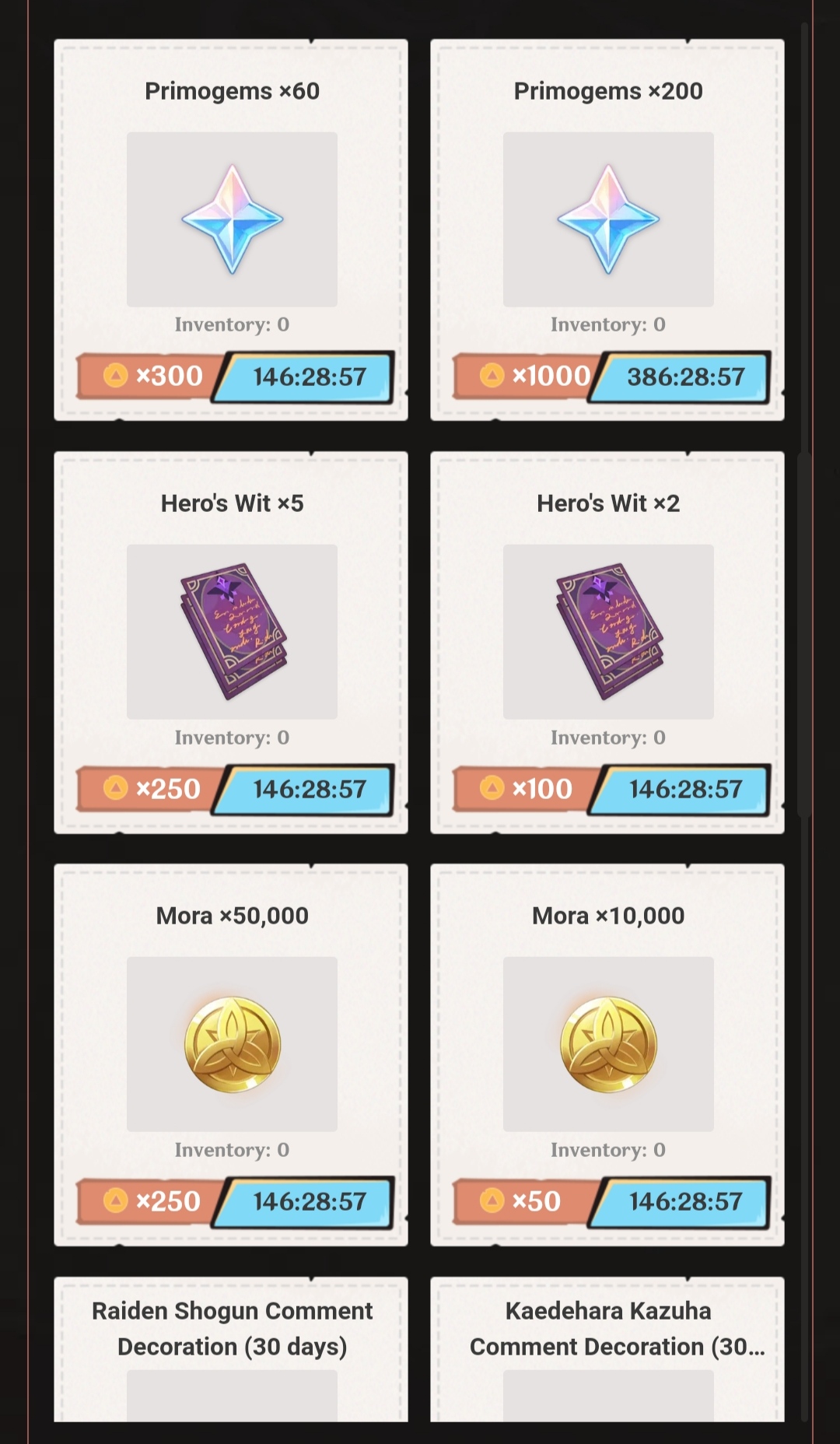 Exchange Rewards Genshin Impact | HoYoLAB