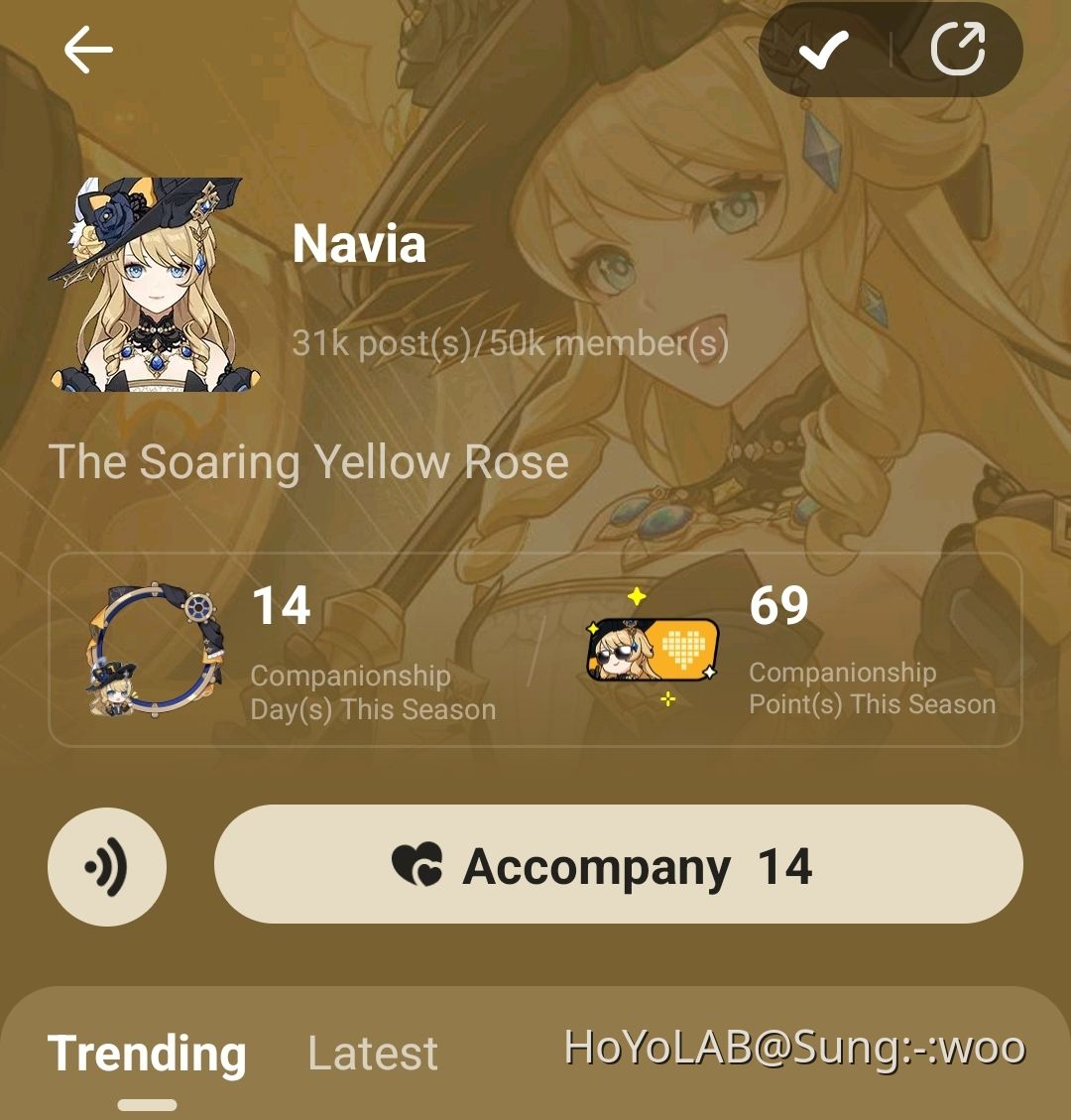 My points with my companion (Navia) Genshin Impact | HoYoLAB