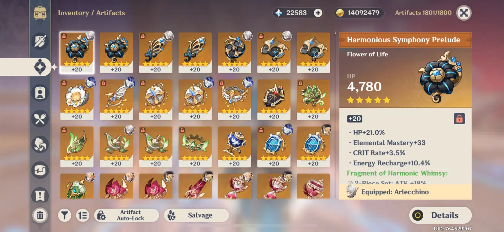 lock artifacts genshin