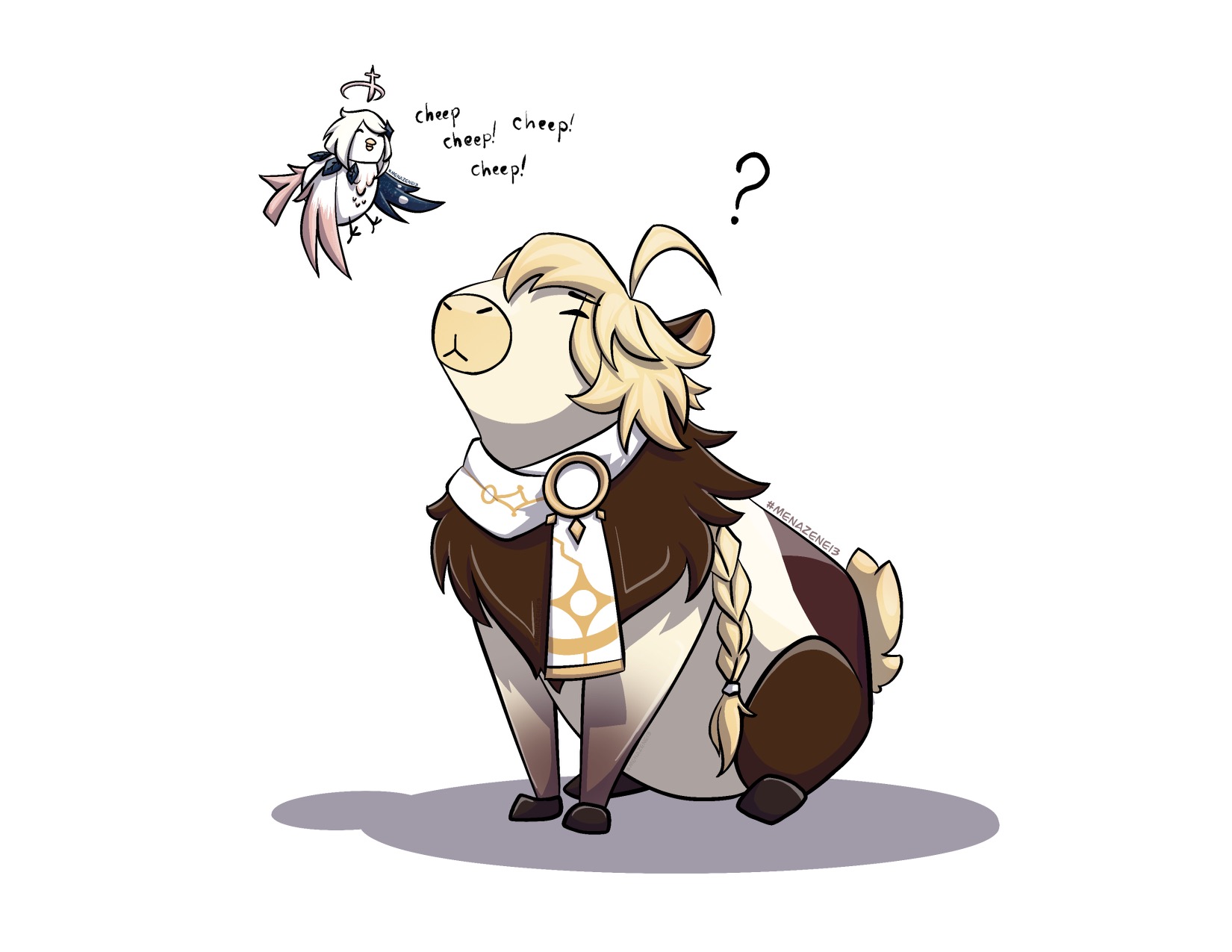 Capybara Aether and his bird guide, Paimon :3 Genshin Impact | HoYoLAB