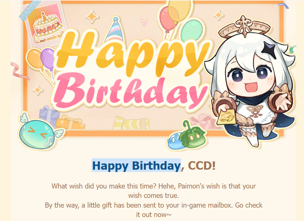 Genshin Birthday Mail Genshin Impact | HoYoLAB