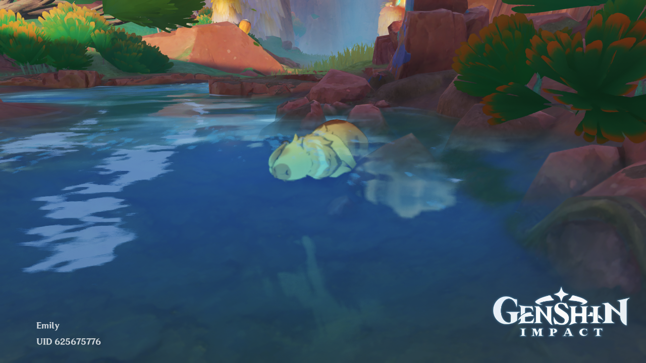 Is this little guy sleeping under....the water? Genshin Impact | HoYoLAB