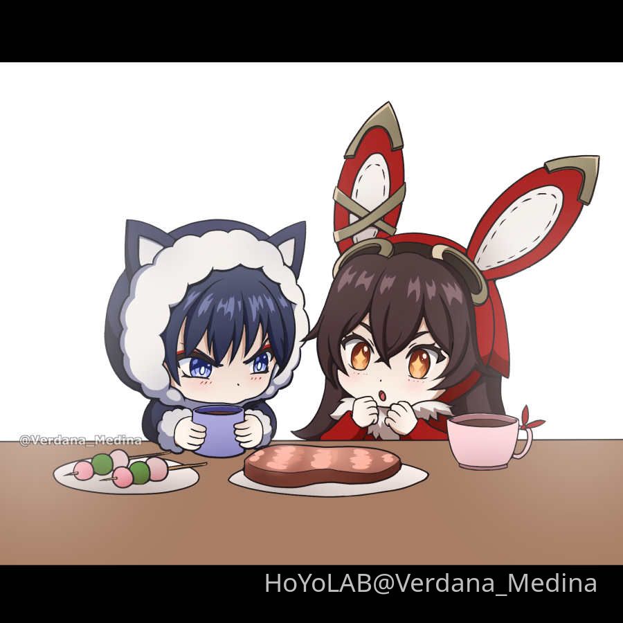 Chibi Amber and Scara drawing Genshin Impact | HoYoLAB