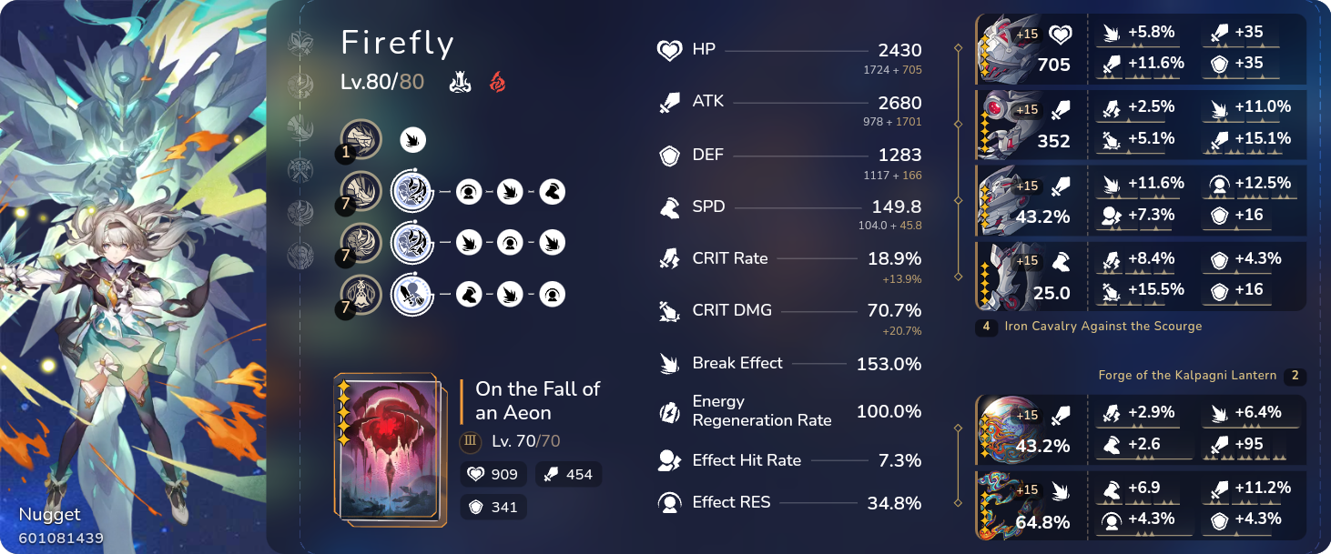 Here's my hsr builds i have on my profile display Honkai: Star Rail ...