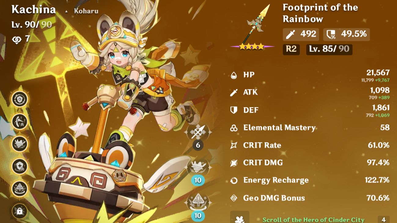I think Kachina needs more Crit DMG? Help review my Kachina build ...
