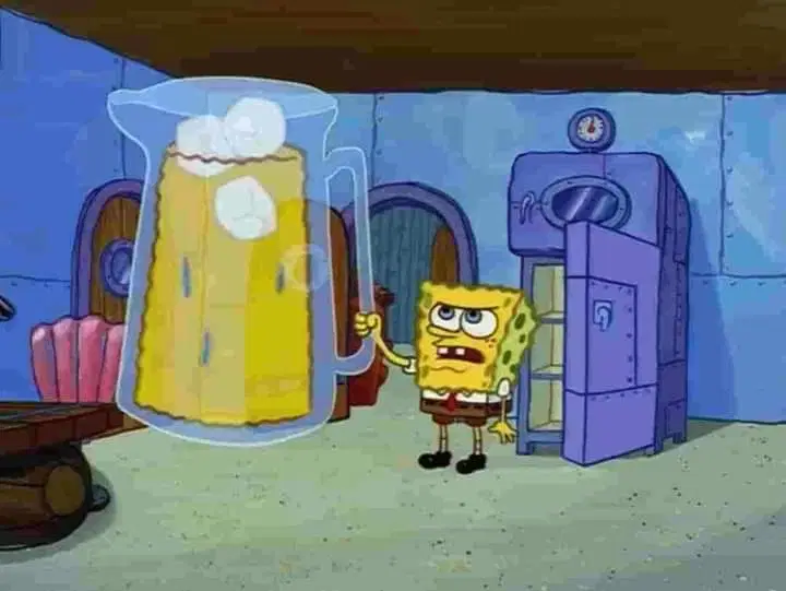 spongebob drinking