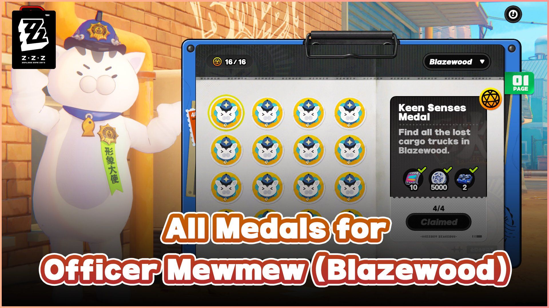 [ZZZ 1.2] How to Get All Medals for Officer Mewmew (Blazewood) Zenless ...