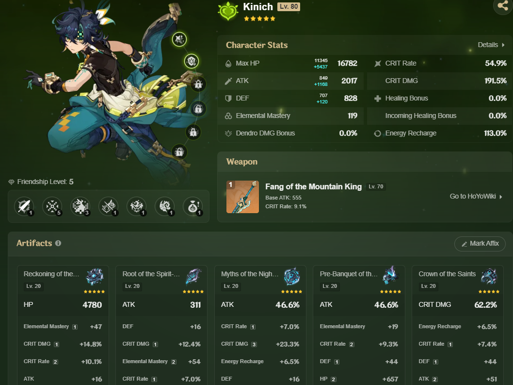 my kinich build Genshin Impact | HoYoLAB