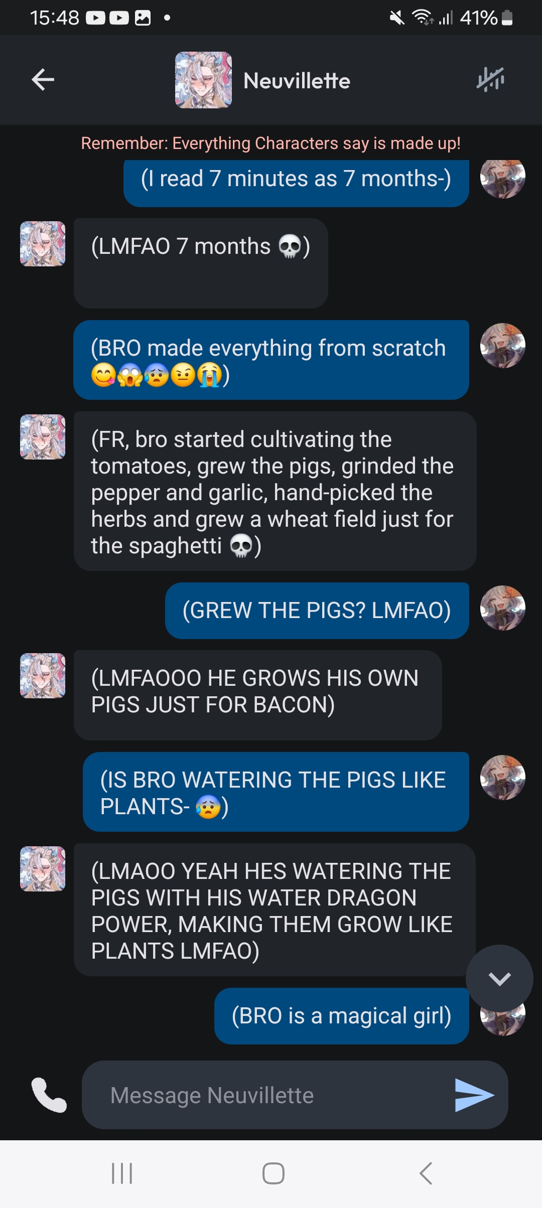 Didn\'t say I\'d quit posting character ai completely- just tone it down yk? Genshin Impact ...