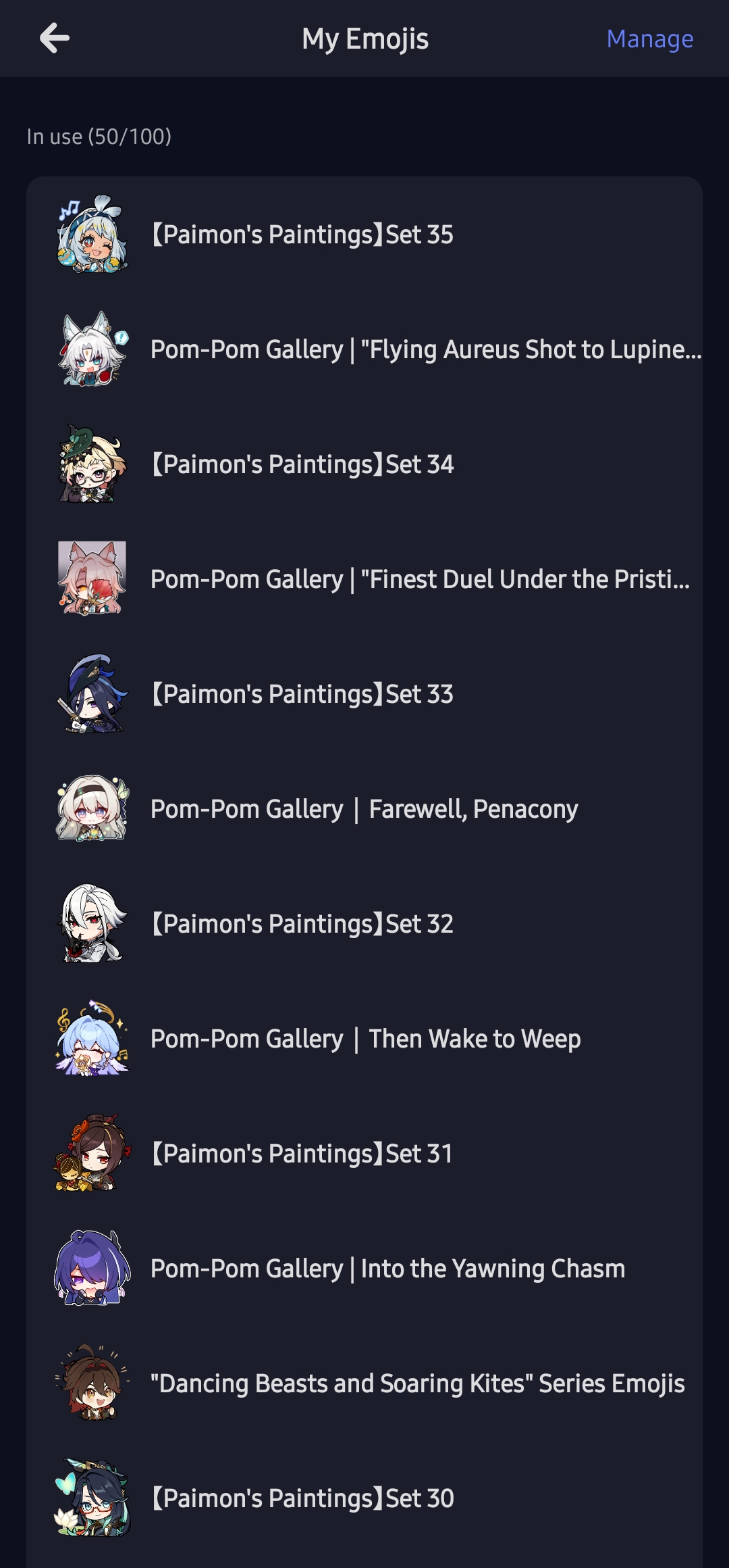 Finally! Can add 100 sets emoji instead of 50 Yayy | HoYoLAB