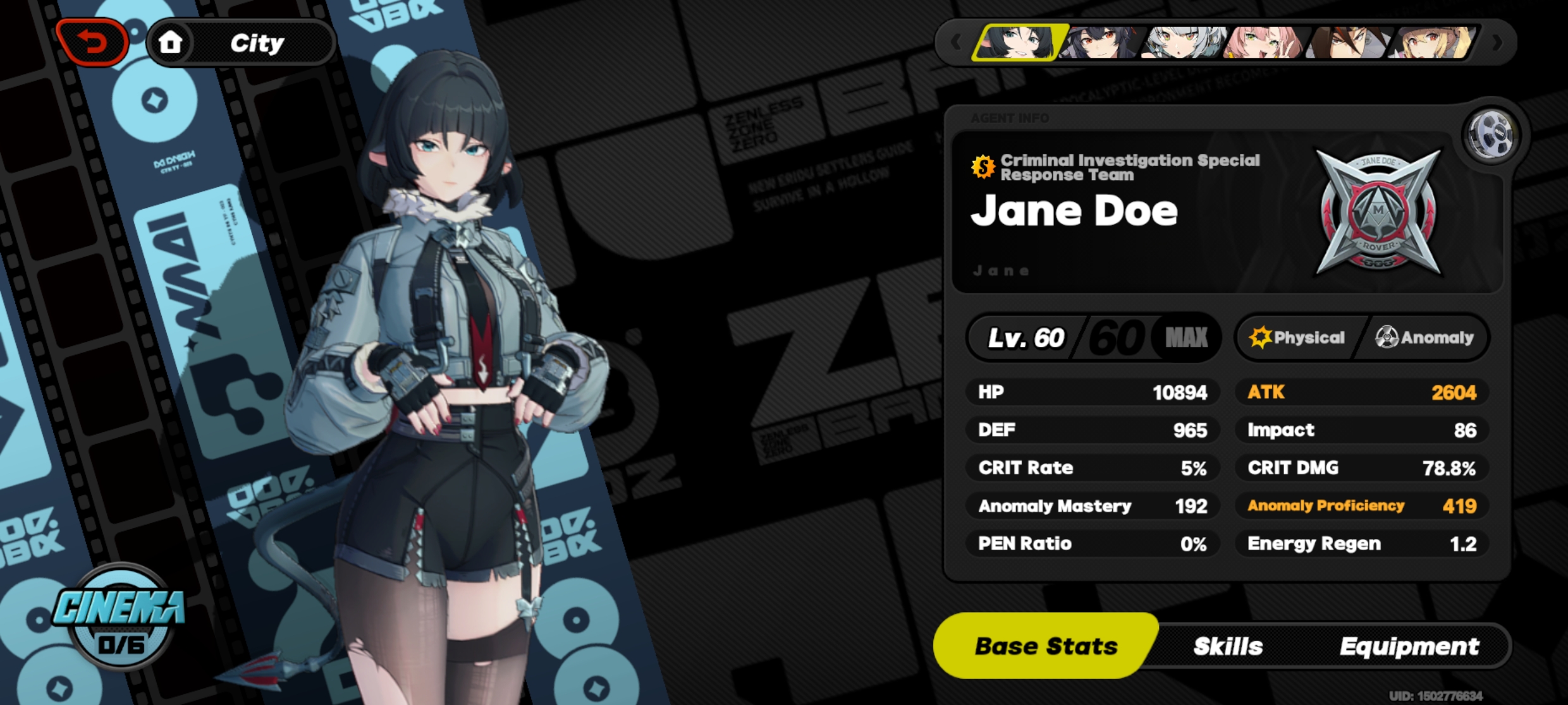 Jane Doe Poggy Woggy Stats Zenless Zone Zero | HoYoLAB