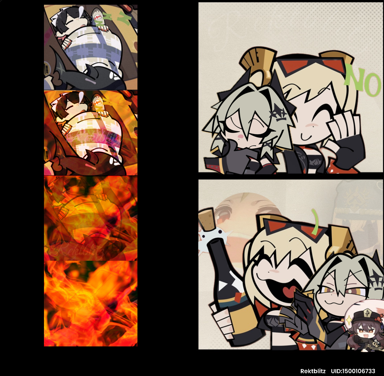 Pov: You slept first at the sleepover with Caesar and Burnice Zenless ...