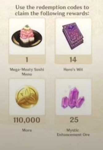 8 set of Sushiro Singapore collab codes (includes recipe). First come first serve. Genshin ...