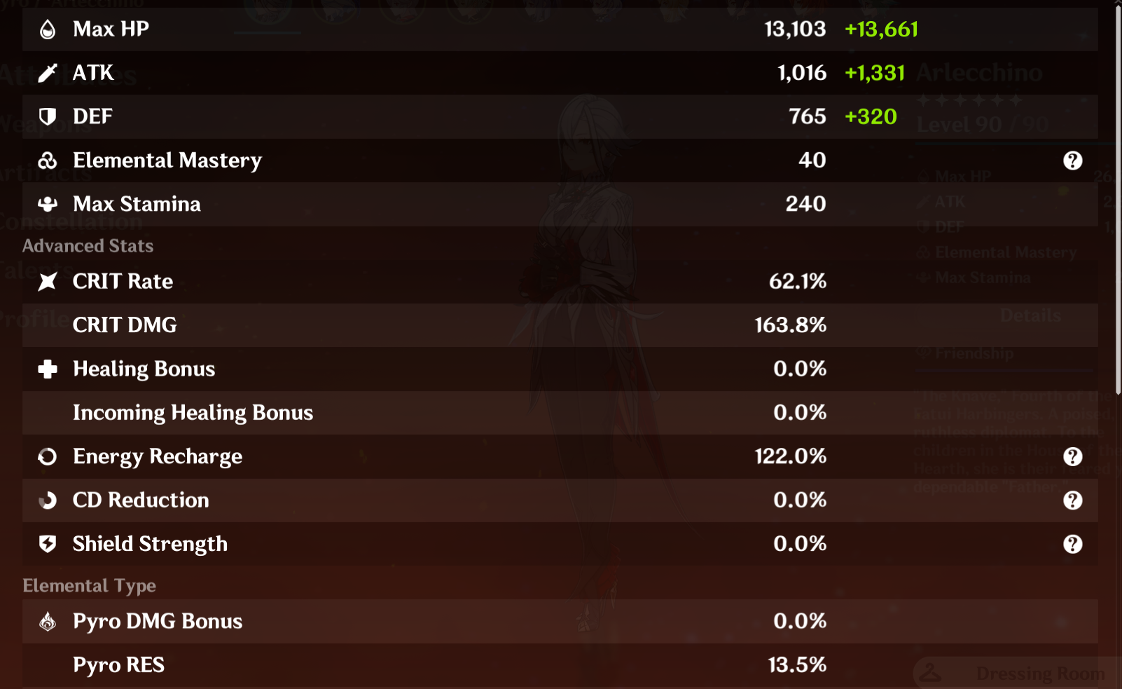 my 5 star stats they are characters that i use and build Genshin Impact ...