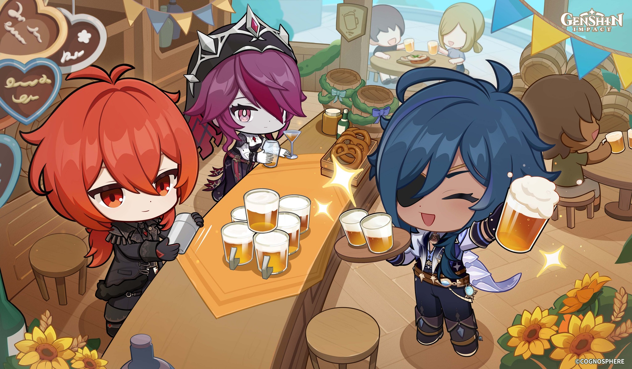 [FOR DOWNLOAD] Diluc, Kaeya & Rosaria Tavern Wallpaper Genshin Impact ...