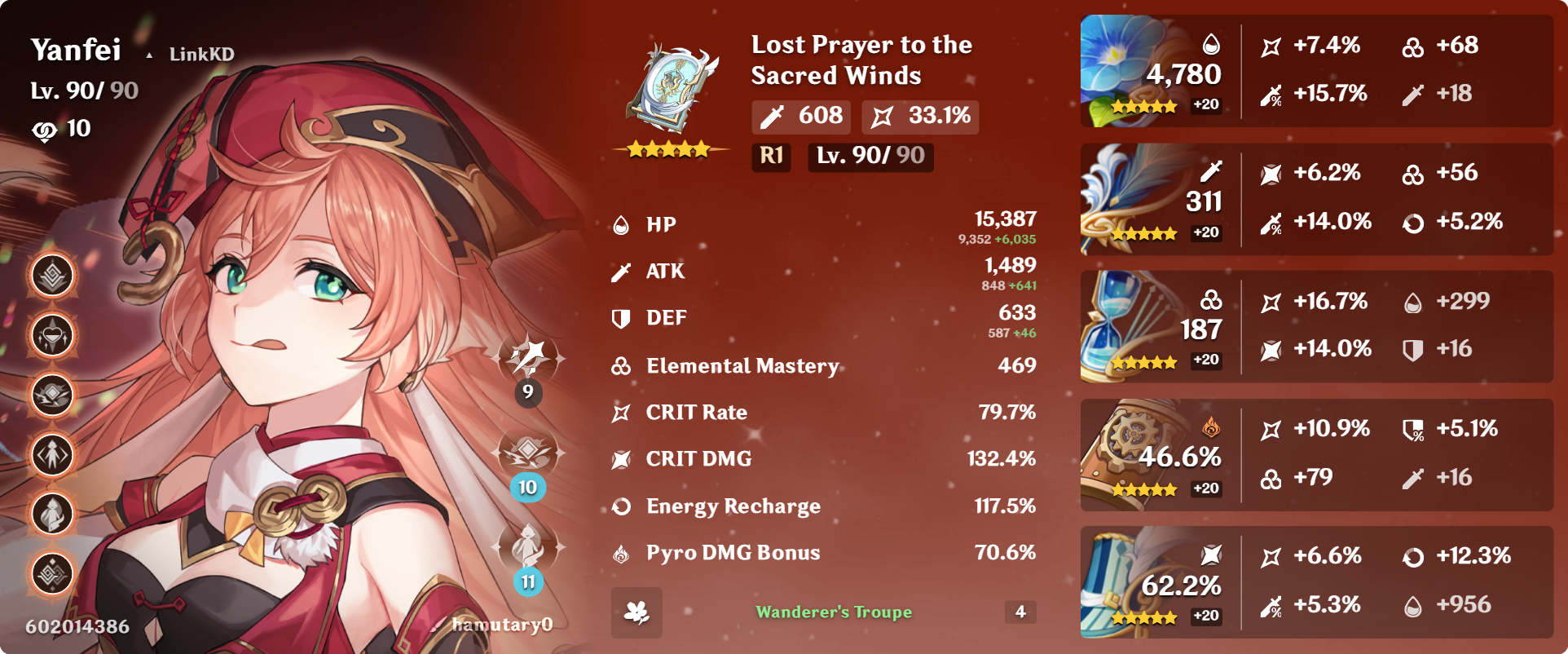 My Characters' Builds that I used in my Yanfei/Kinich 5.0 Spiral Abyss ...