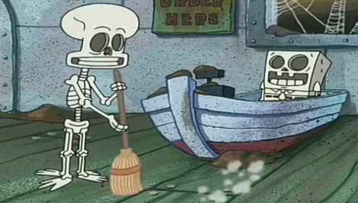 Spongebob and Squidward turn be skeleton but still working | HoYoLAB