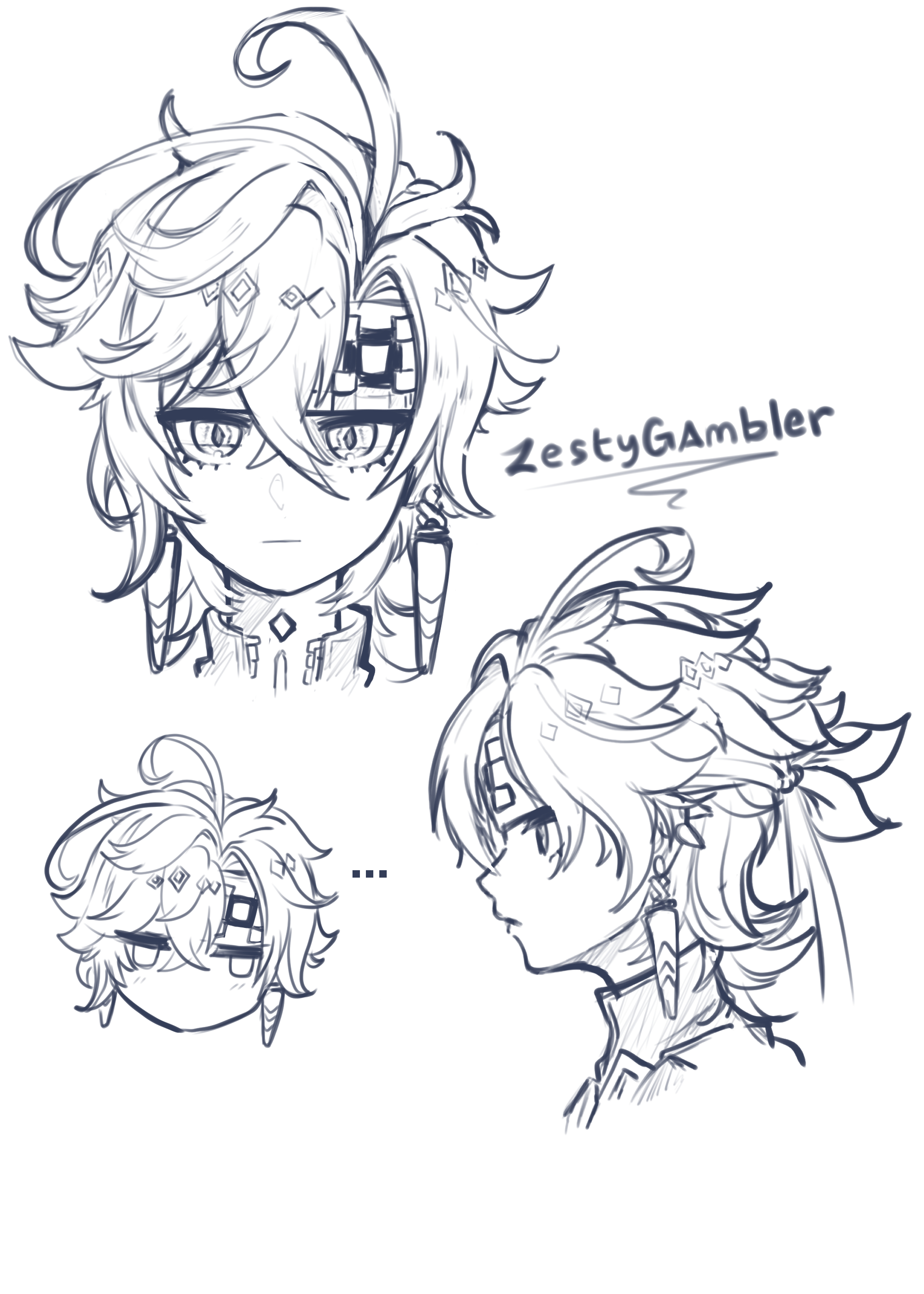 Drawing Kinich until I get his badge Genshin Impact | HoYoLAB