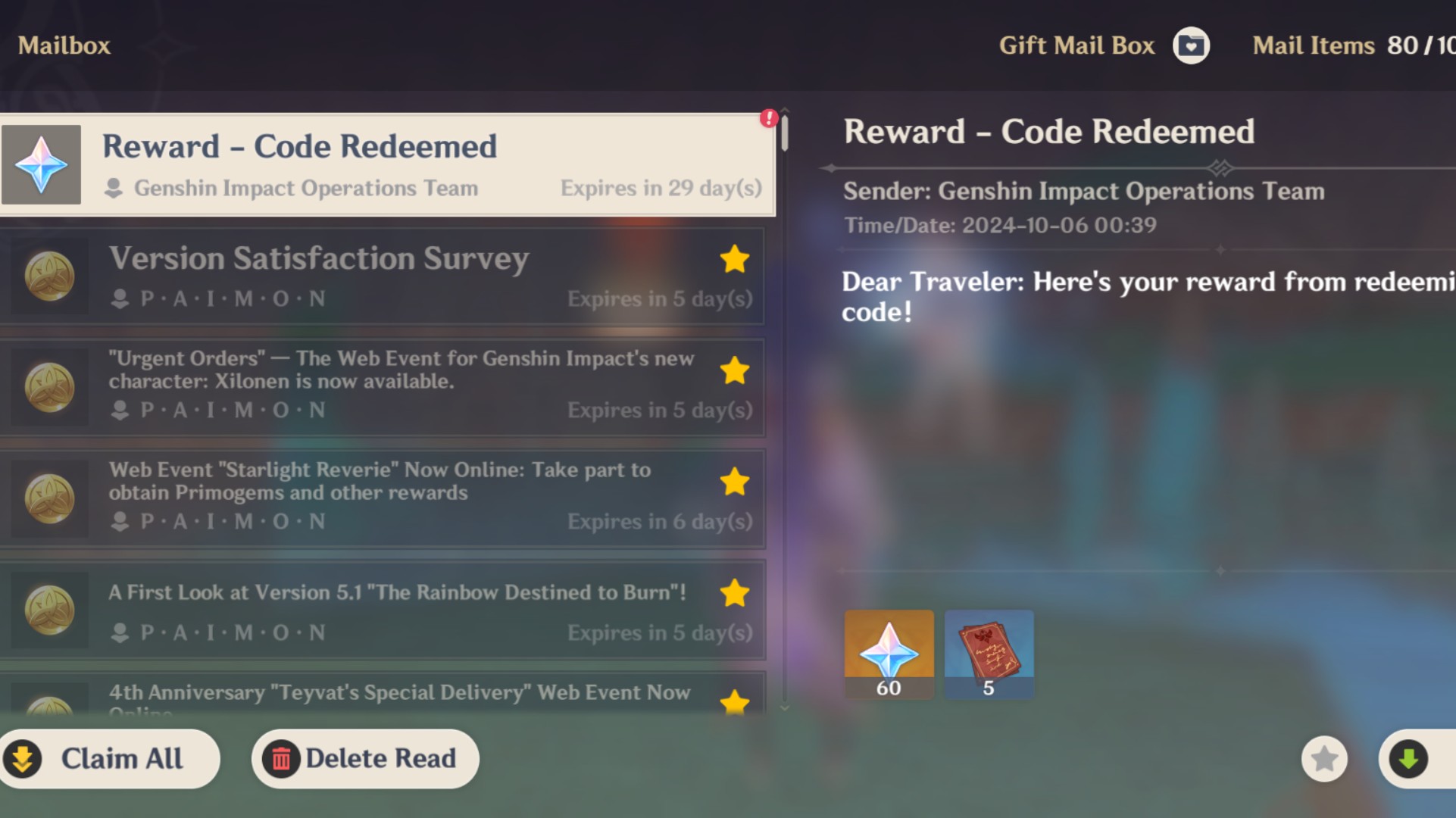 [Expired] v5.1 New Primogem Code x60 Genshin Impact | HoYoLAB