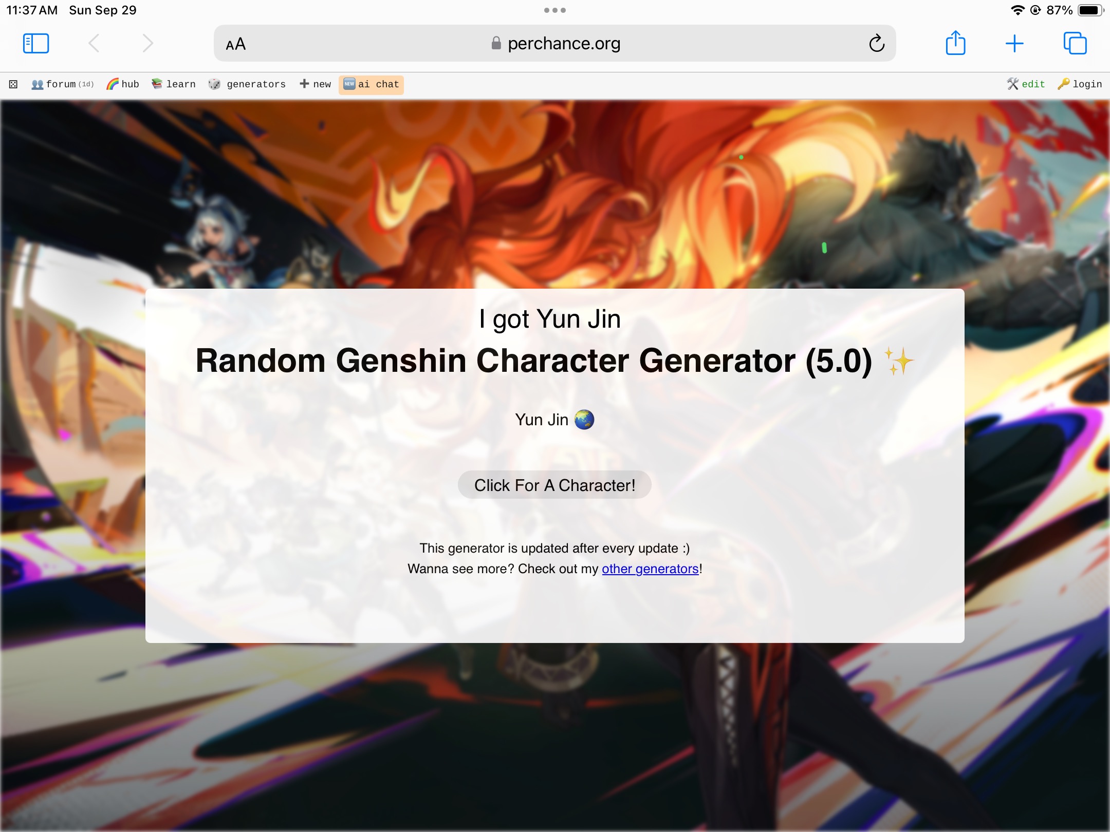 Genshin generator picks who I draw Genshin Impact | HoYoLAB