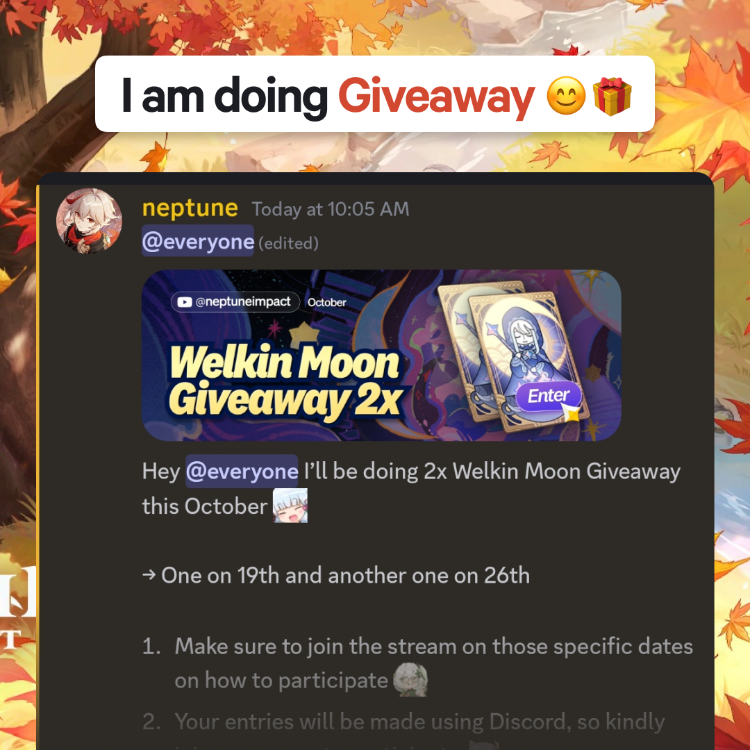 I am doing 2x Welkin Moon Giveaway this October 😊 Genshin Impact | HoYoLAB