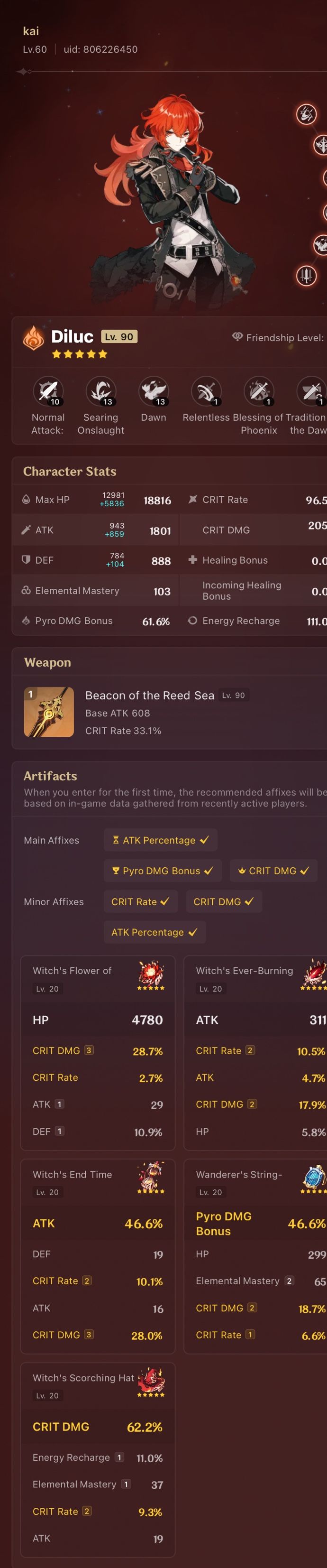 my perfect diluc build Genshin Impact | HoYoLAB