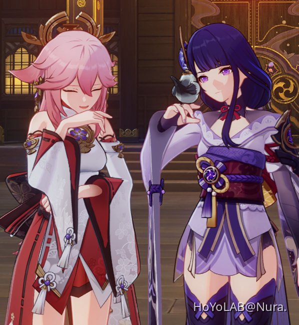 Shogun with her companions Genshin Impact | HoYoLAB