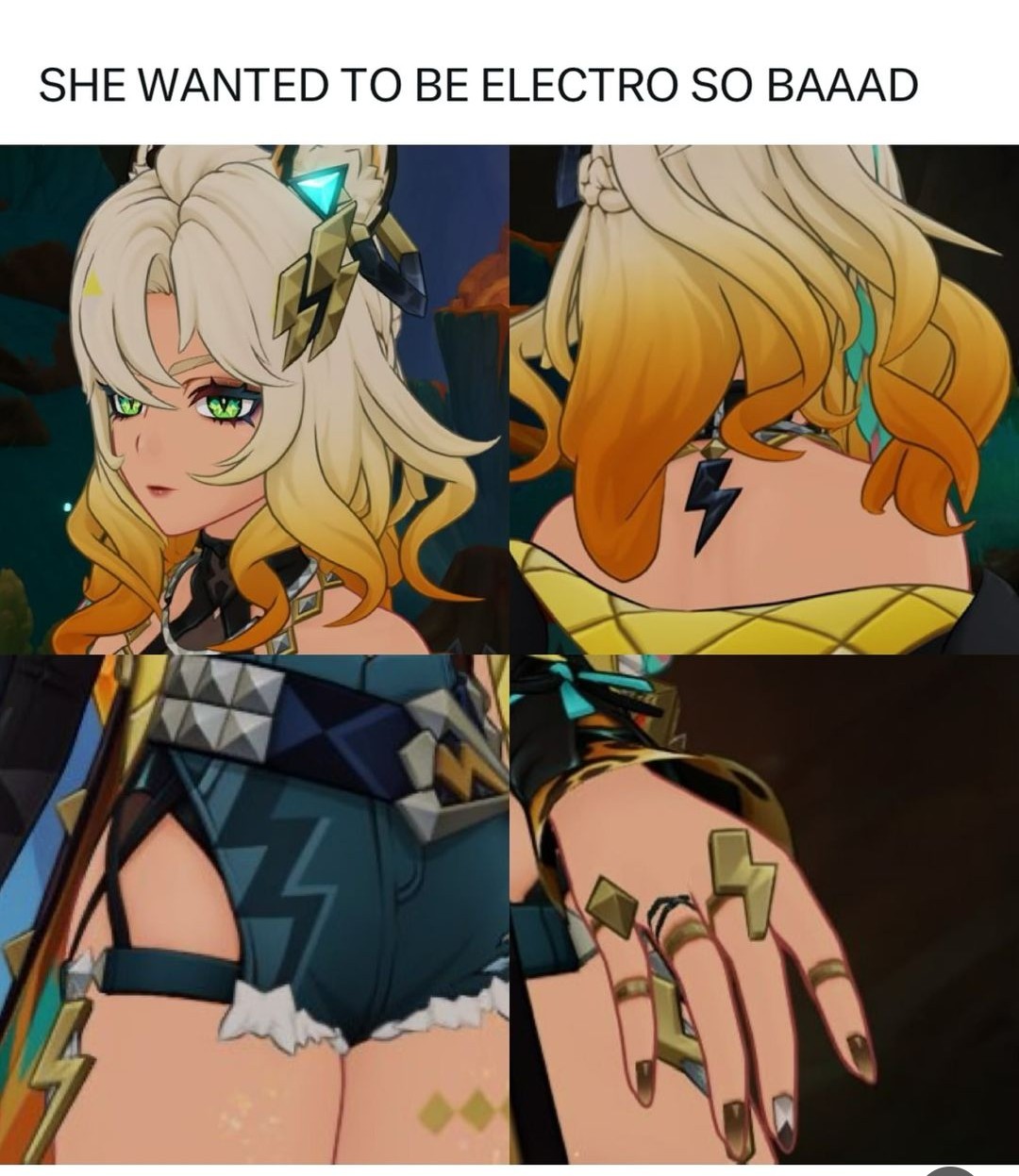 When you want to be Electro mommy but your parents forced you to choose Geo 😭😭😭 she wants to ...