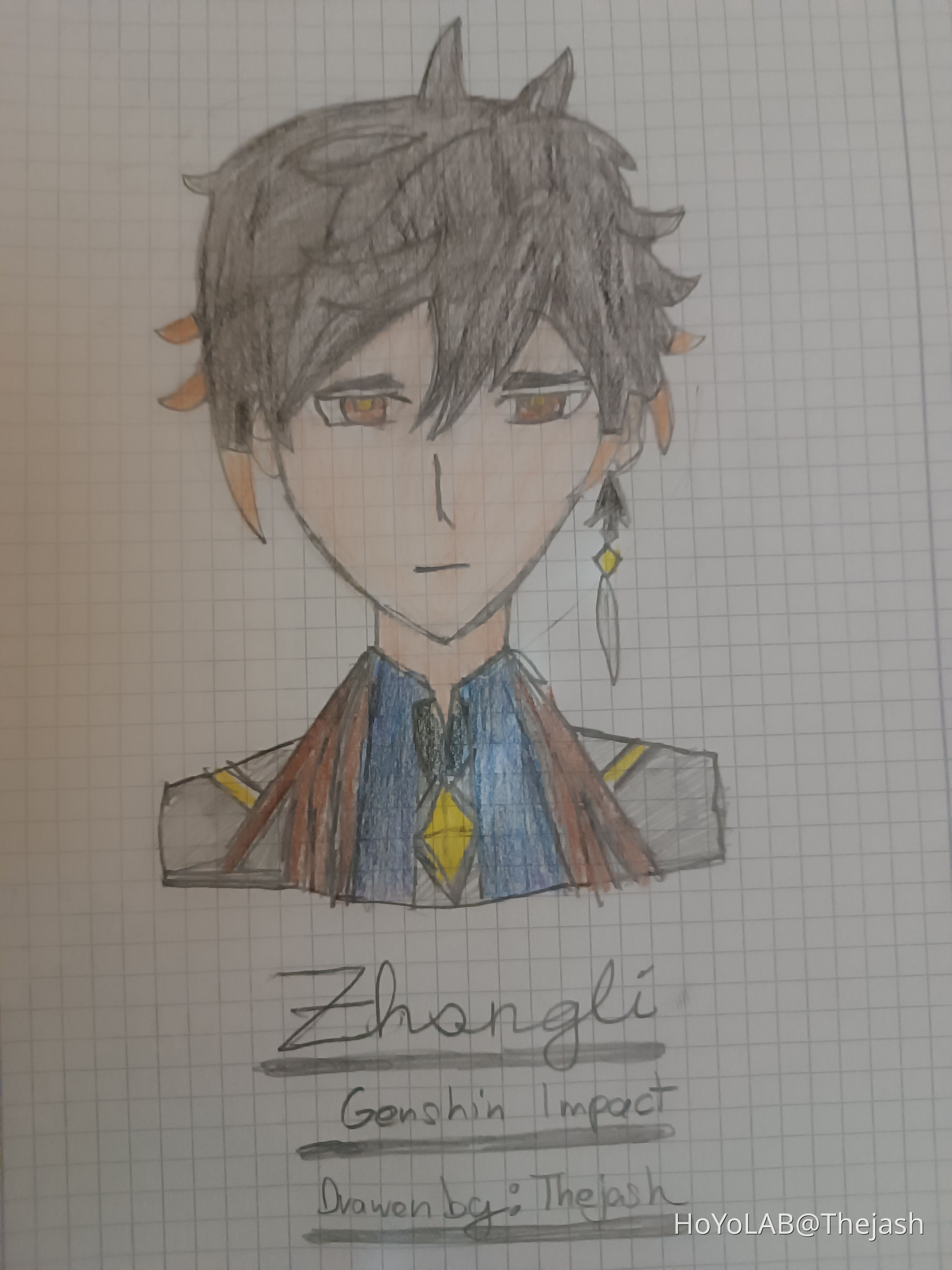 I gave my best to draw Zhongli. Genshin Impact | HoYoLAB