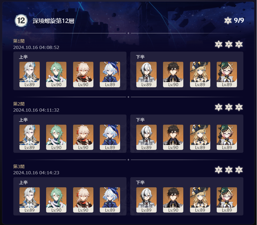 ぐだぐだ螺旋攻略記録（12層★36クリア）（ver5.1_10月配置） Genshin Impact | HoYoLAB