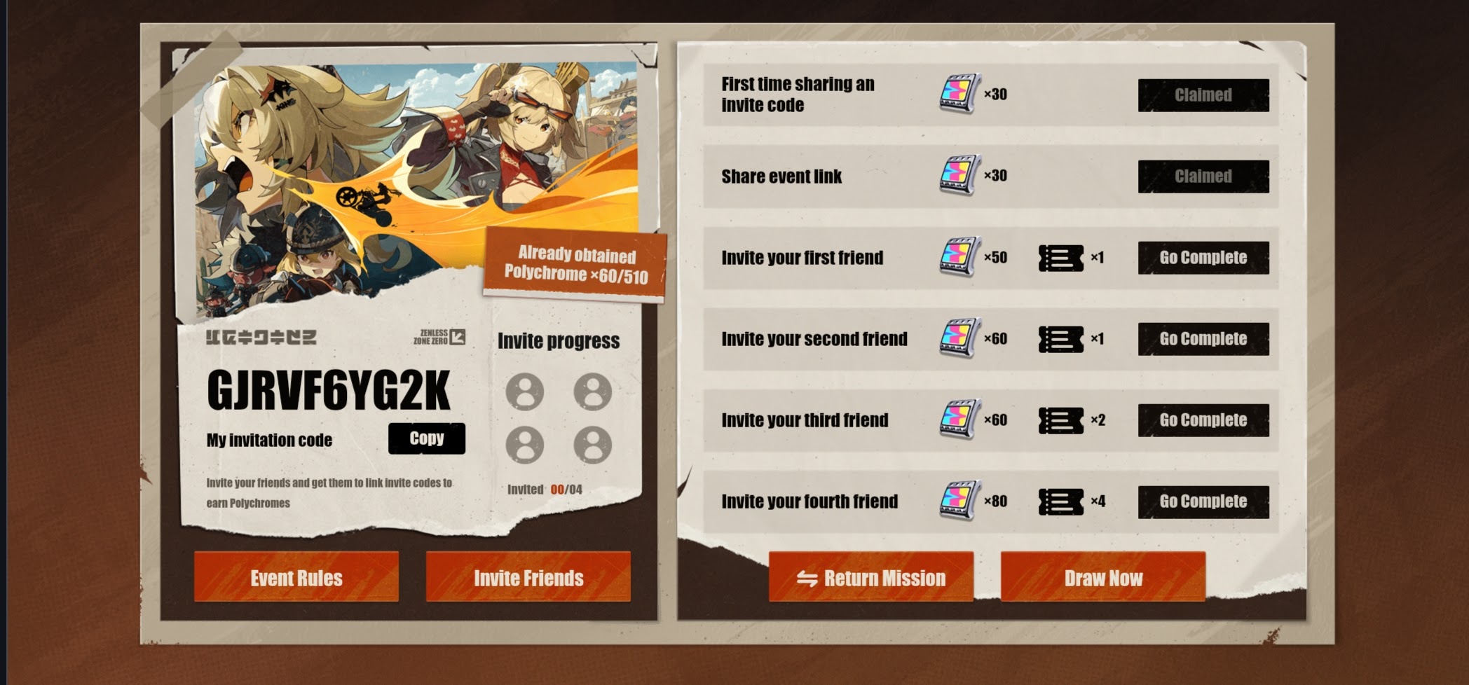 Collecting polychrome CODE: GJRVF6YG2K Zenless Zone Zero | HoYoLAB