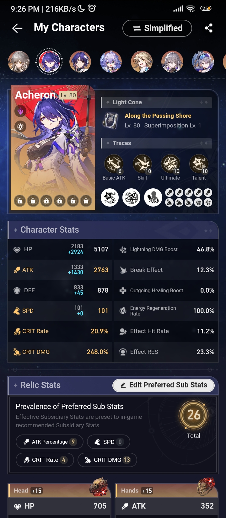 It seems i got a great build for acheron 🔥🤌 Honkai: Star Rail | HoYoLAB