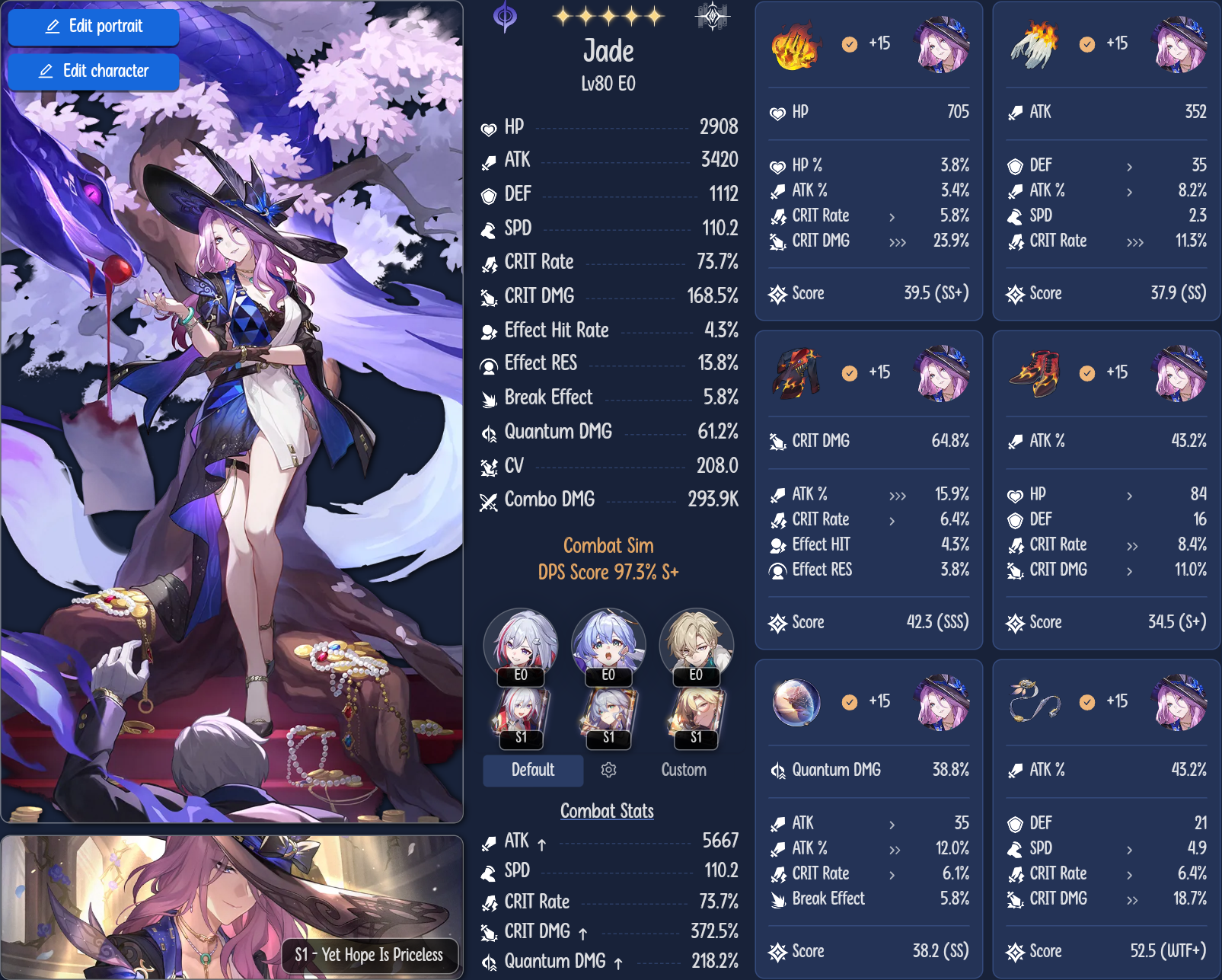 E0S1 Jade build showcase Honkai: Star Rail | HoYoLAB