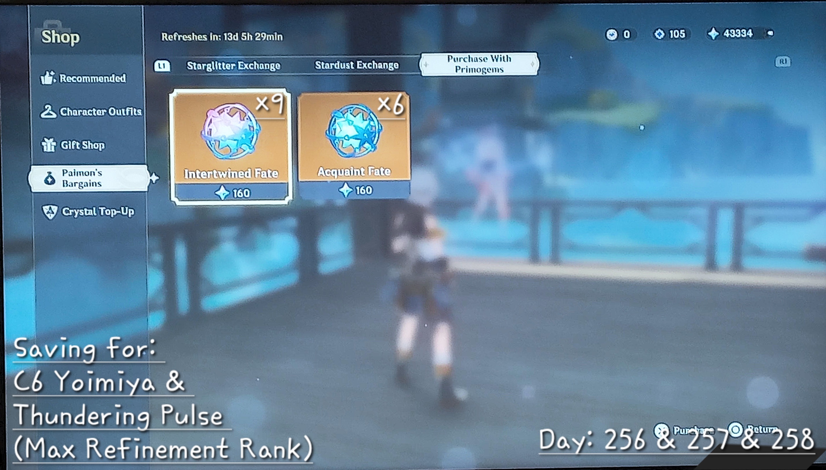 Saving for C6 Yoimiya & Thundering Pulse (Max Refinement Rank) Day: 256 ...