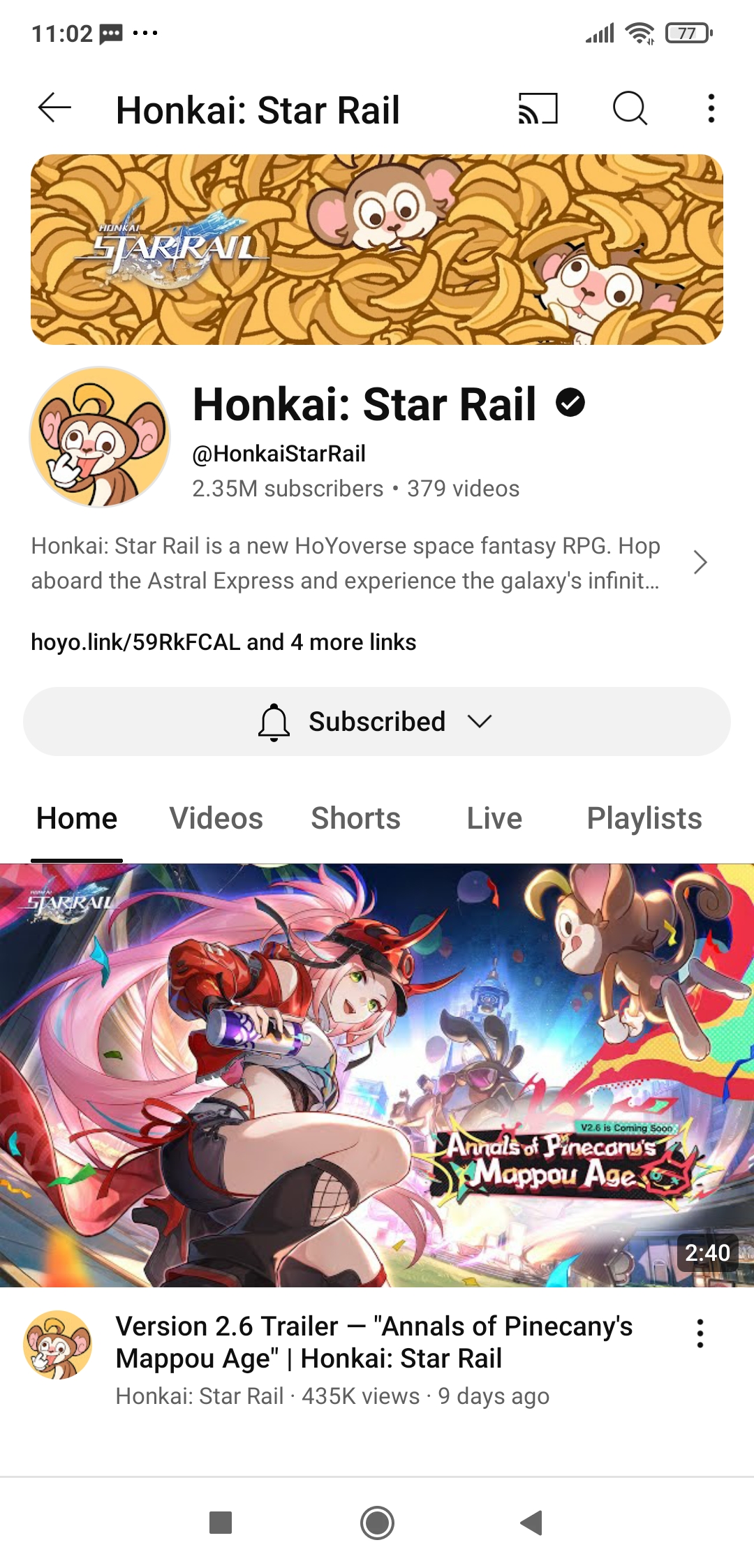 What happen to hsr official youtube channel full of monkeys 🐵 Genshin ...